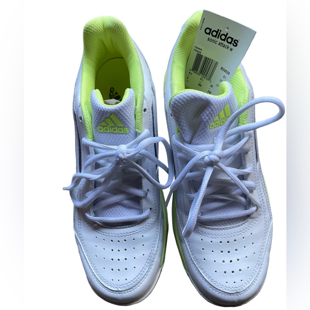 Adidas Sonic Attack White And Lime Green Tennis Shoes… - Gem
